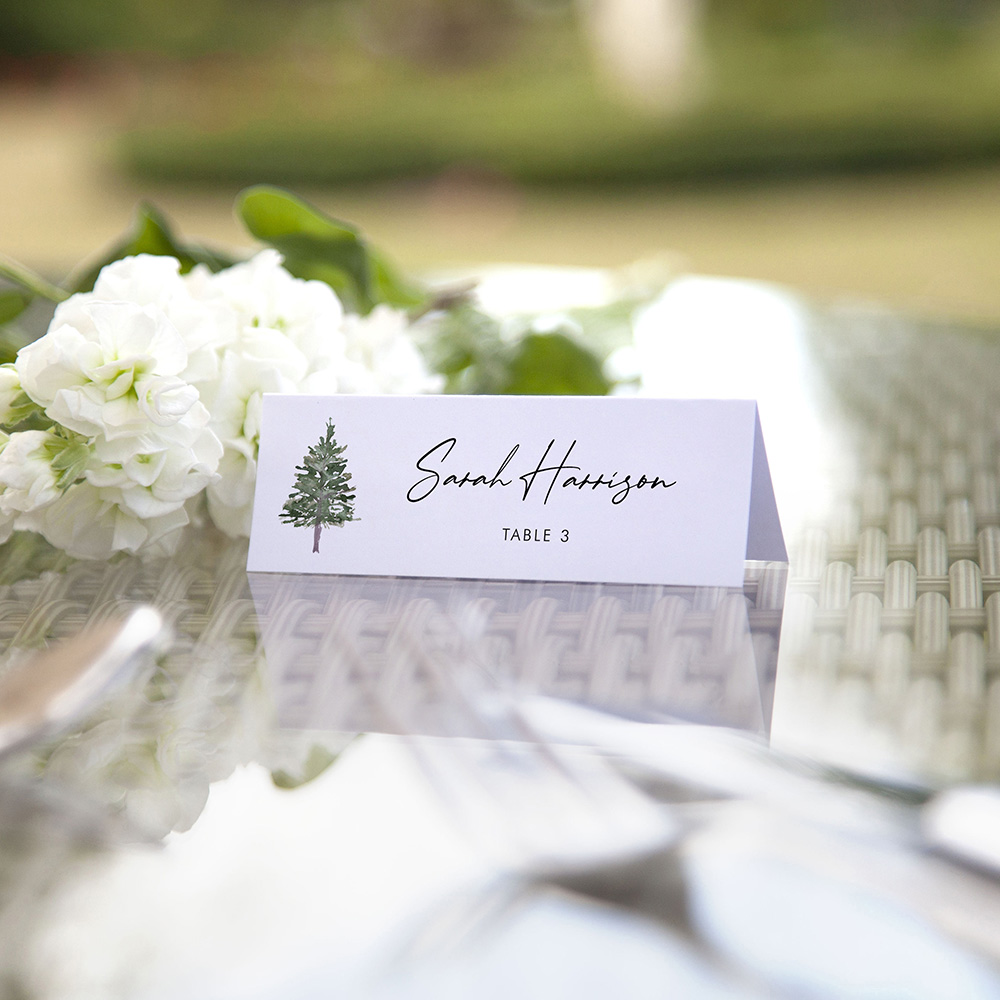 'Winter Trees WT01' Place Name Cards Personalised
